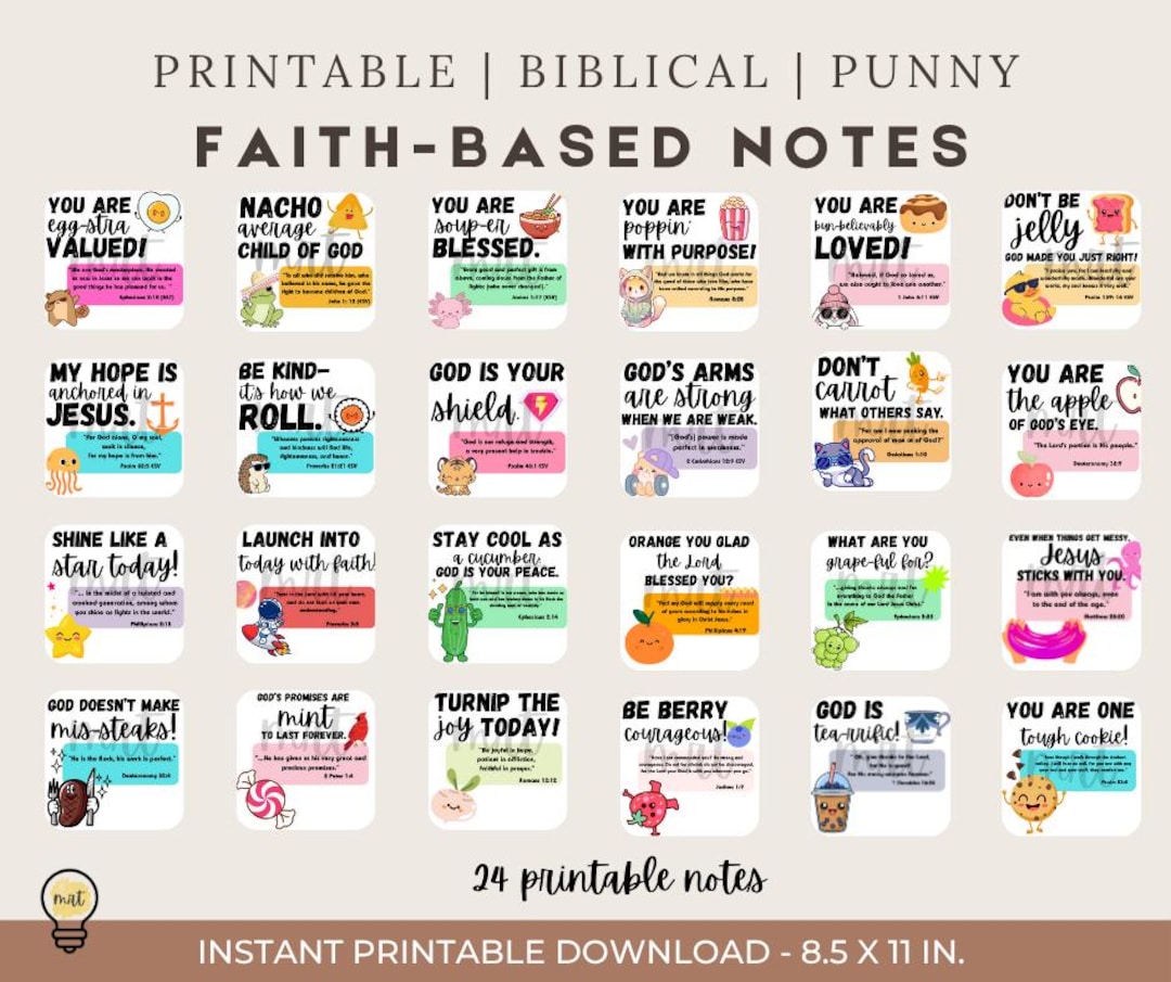 Biblical Pun Lunchbox Notes: Christian Kids' Encouragement (PDF ...