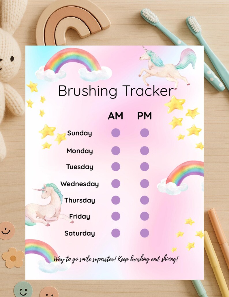 Kids Brushing Tracker Chart | Printable Tooth Brushing Routine | Dental ...