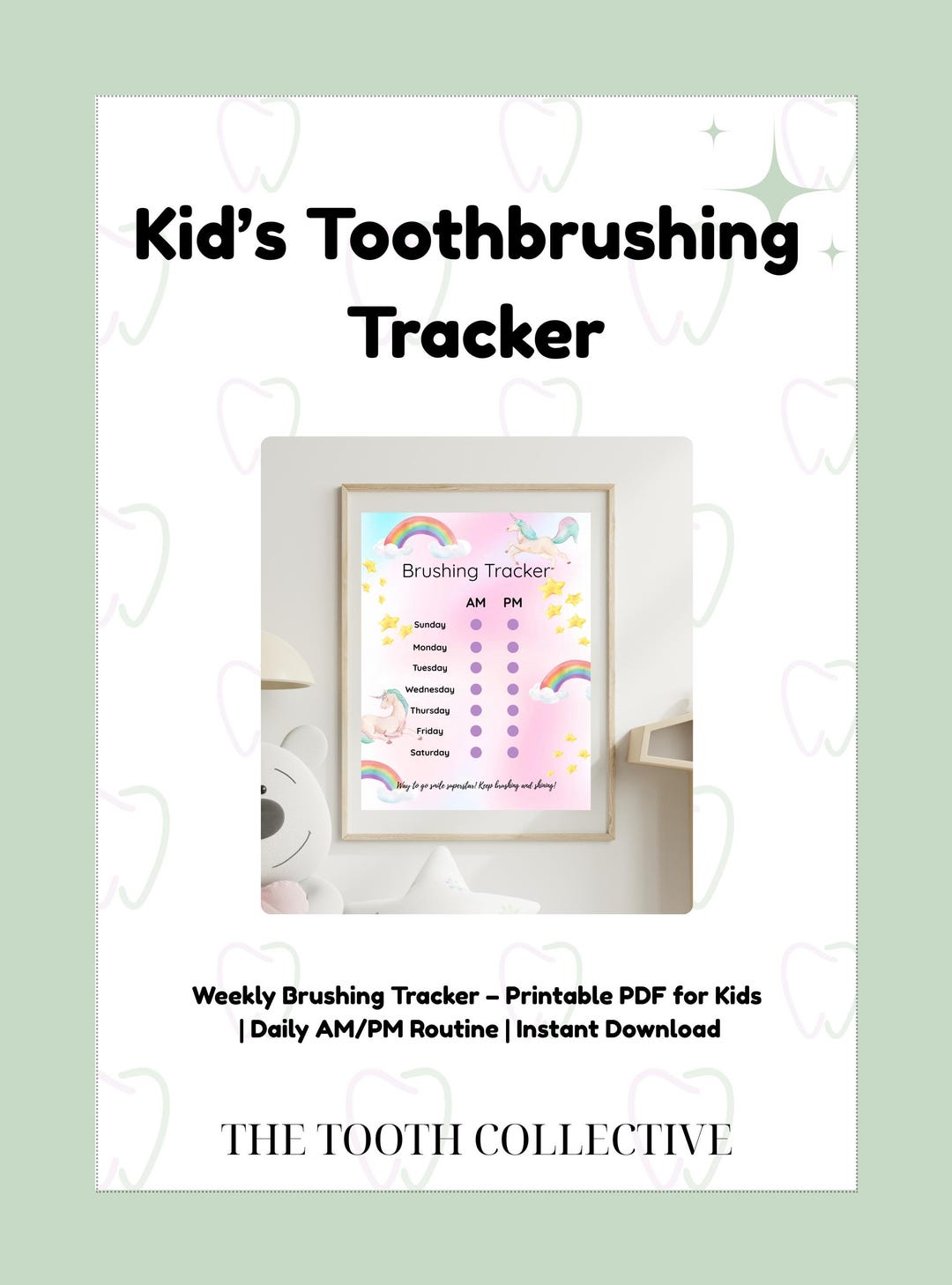 Kids Brushing Tracker Chart | Printable Tooth Brushing Routine | Dental ...