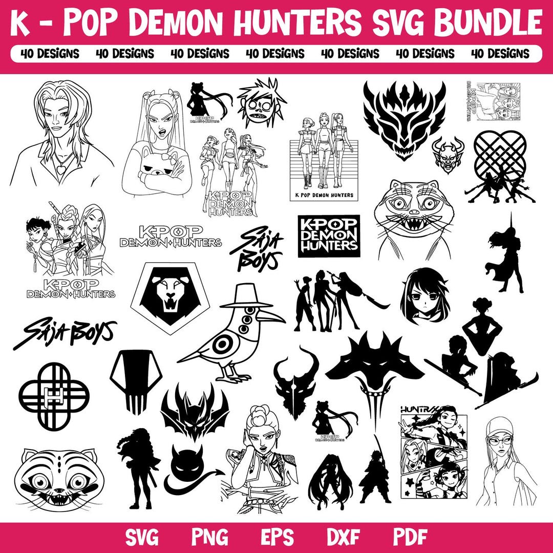 Bundle Kpop Demon Hunter Svg Png, svg inspiré des chasseurs de démons ...