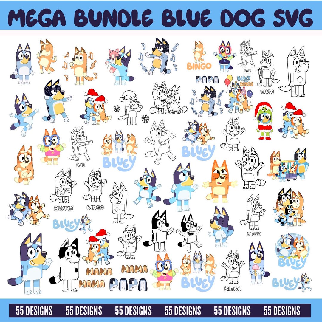 Blue Dog Svg Bundle, Svg Png, Blue Dog Family, Blue Dog Birthday Png ...