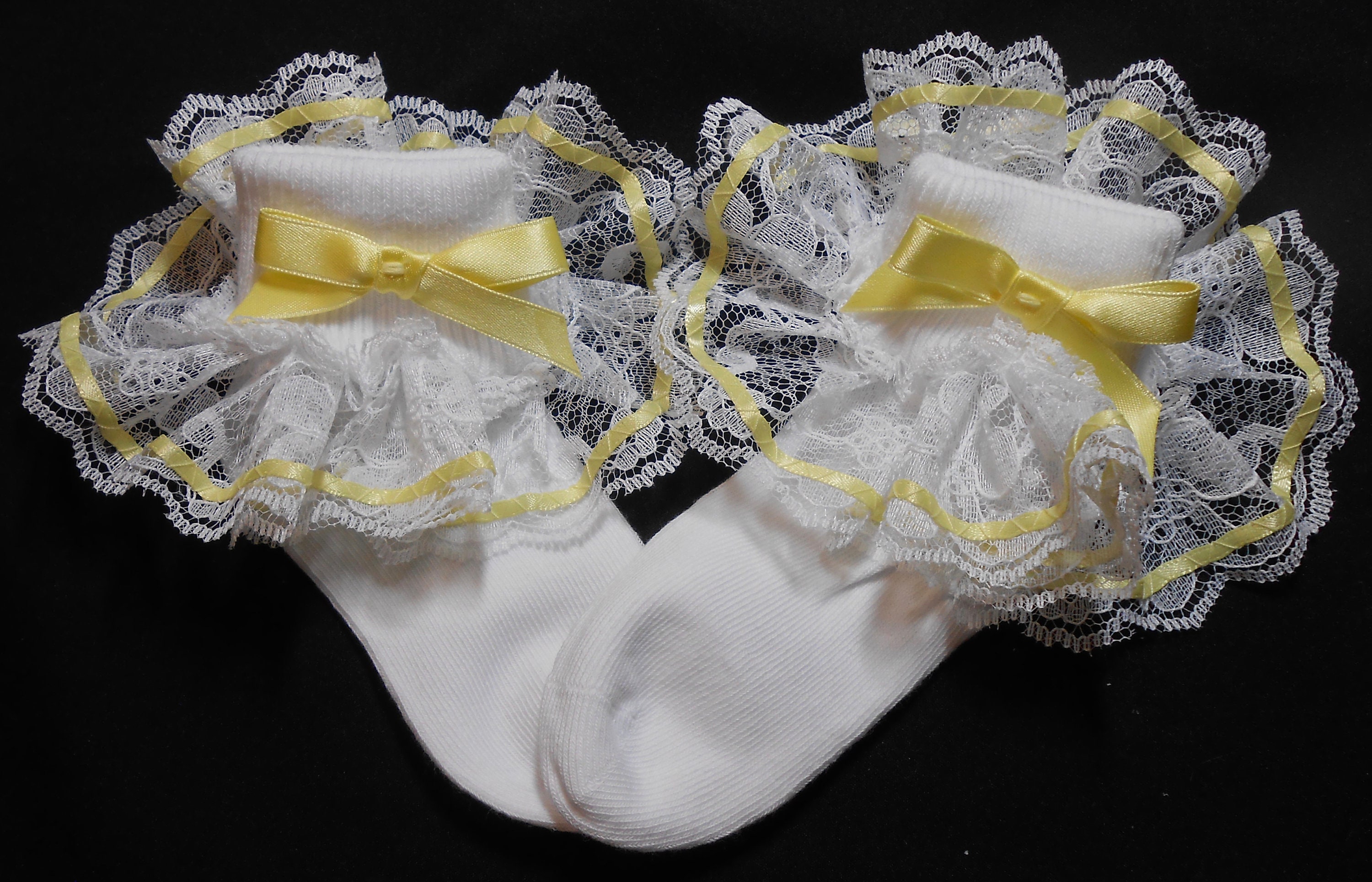 Lacy Socks With Wide Lace and Ribbon Detail | Etsy