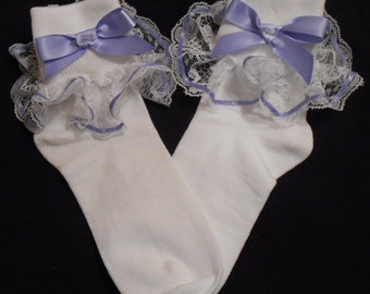 Lacy Socks With Light Pink Satin Ribbon Wide Lace and Wide - Etsy