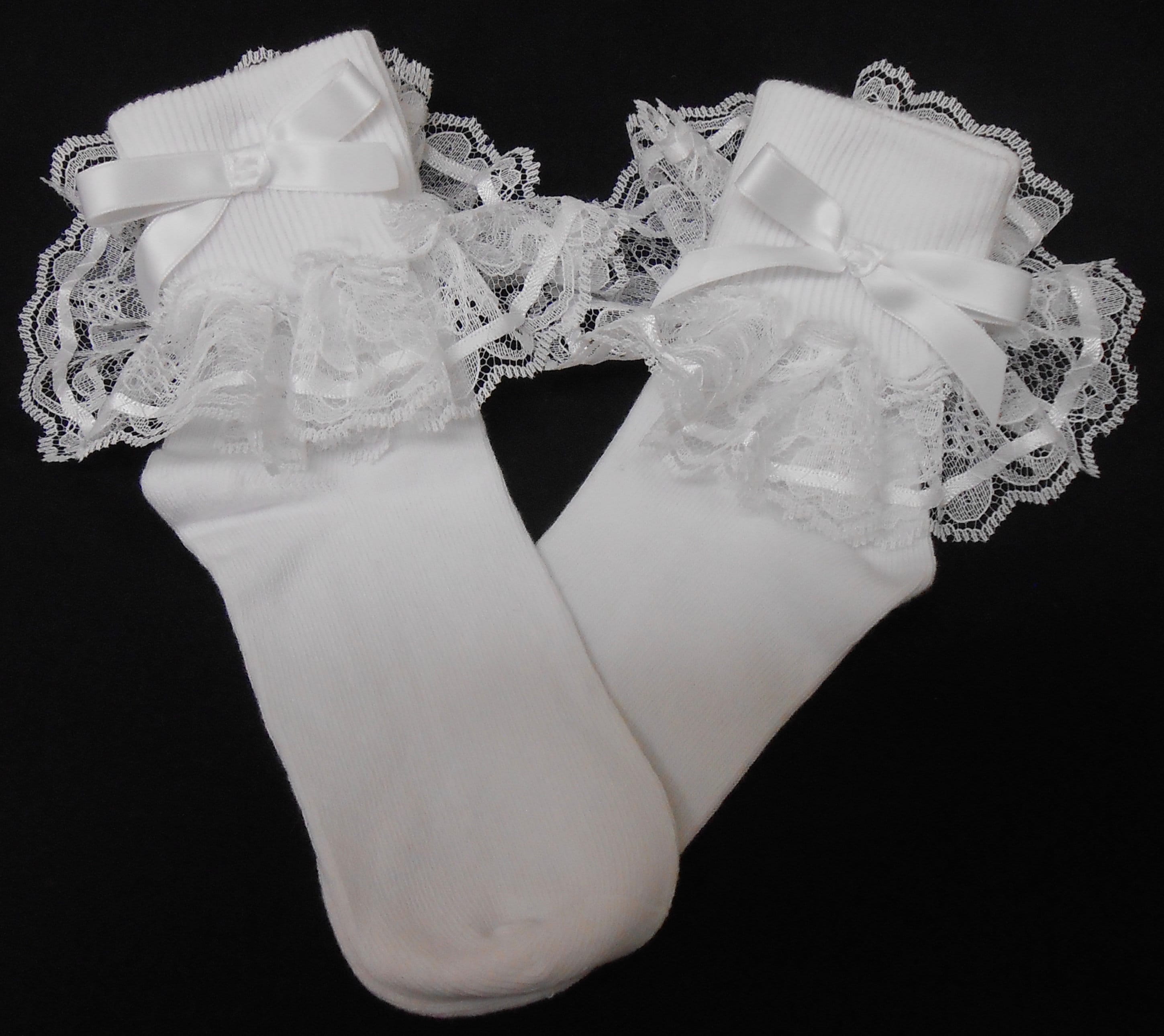 Lacy Socks With Wide Lace / Narrow Ribbon Details - Etsy UK