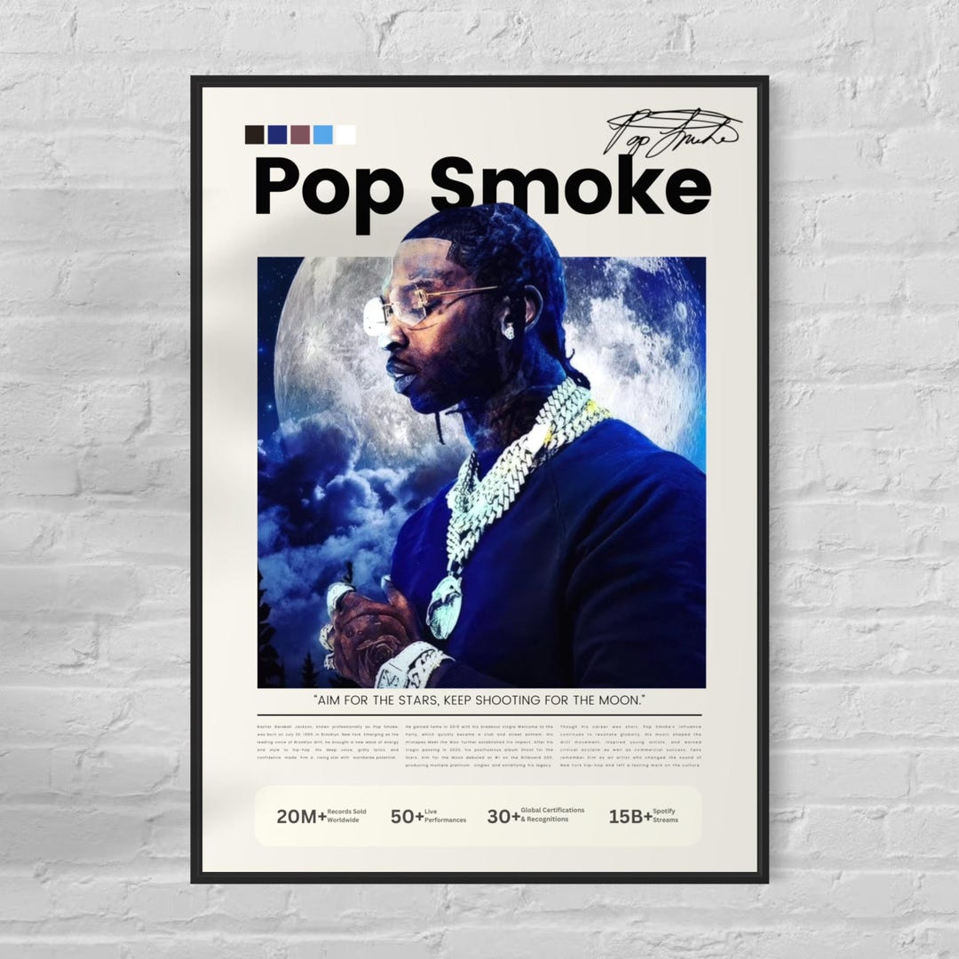 Pop Smoke Wall Art - Pop Smoke Poster - Music Studio Wall Art - Rap ...
