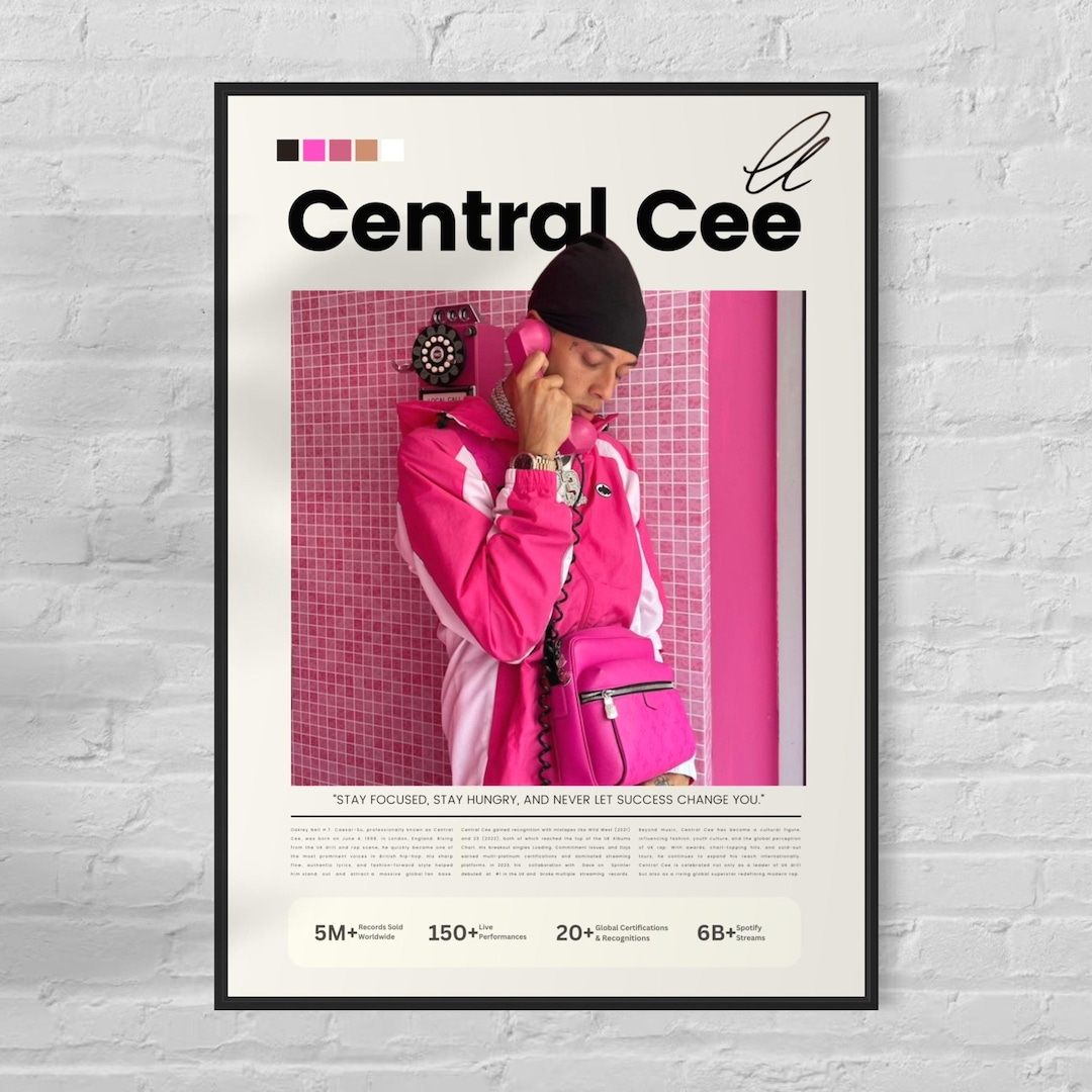 Central Cee wall art - Central Cee poster - pink wall decor - Fashion ...