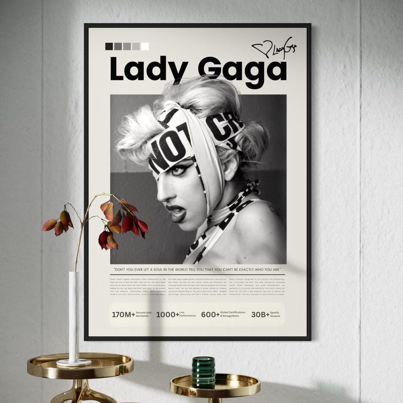 Lady Gaga Wall Art - Lady Gaga Poster - Fashion Icon Wall Decor ...