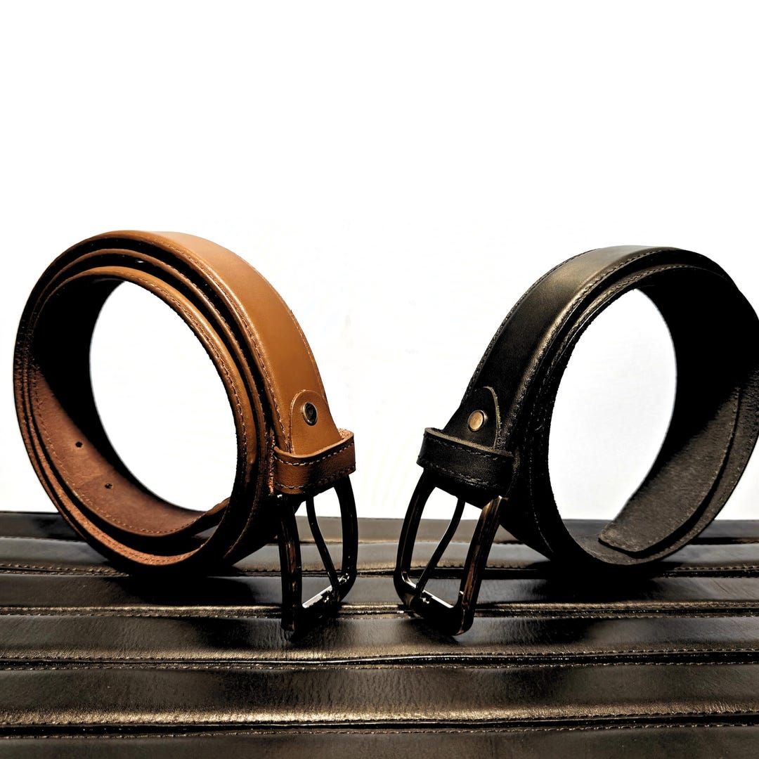 1.25" Handcrafted Buffalo Leather Belt | Black & Brown Belts | Tan ...