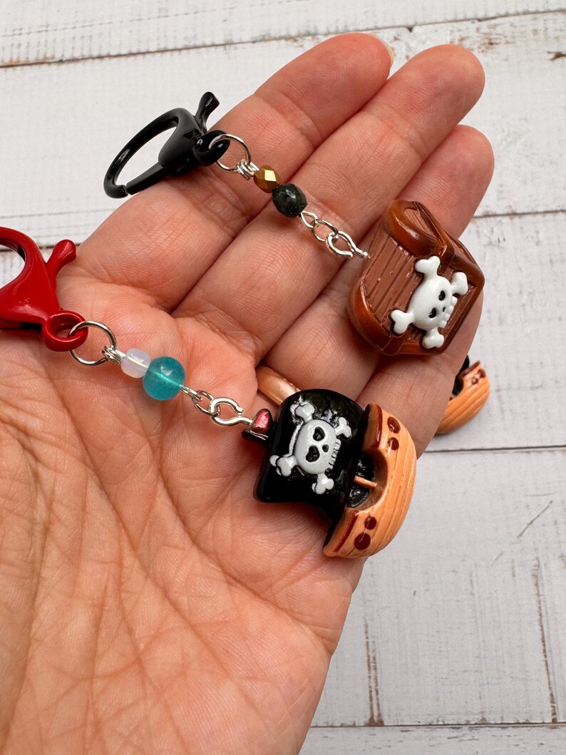 Pirate Ship & Treasure Chest Stitch Markers: Knitting Crochet Charms - Etsy