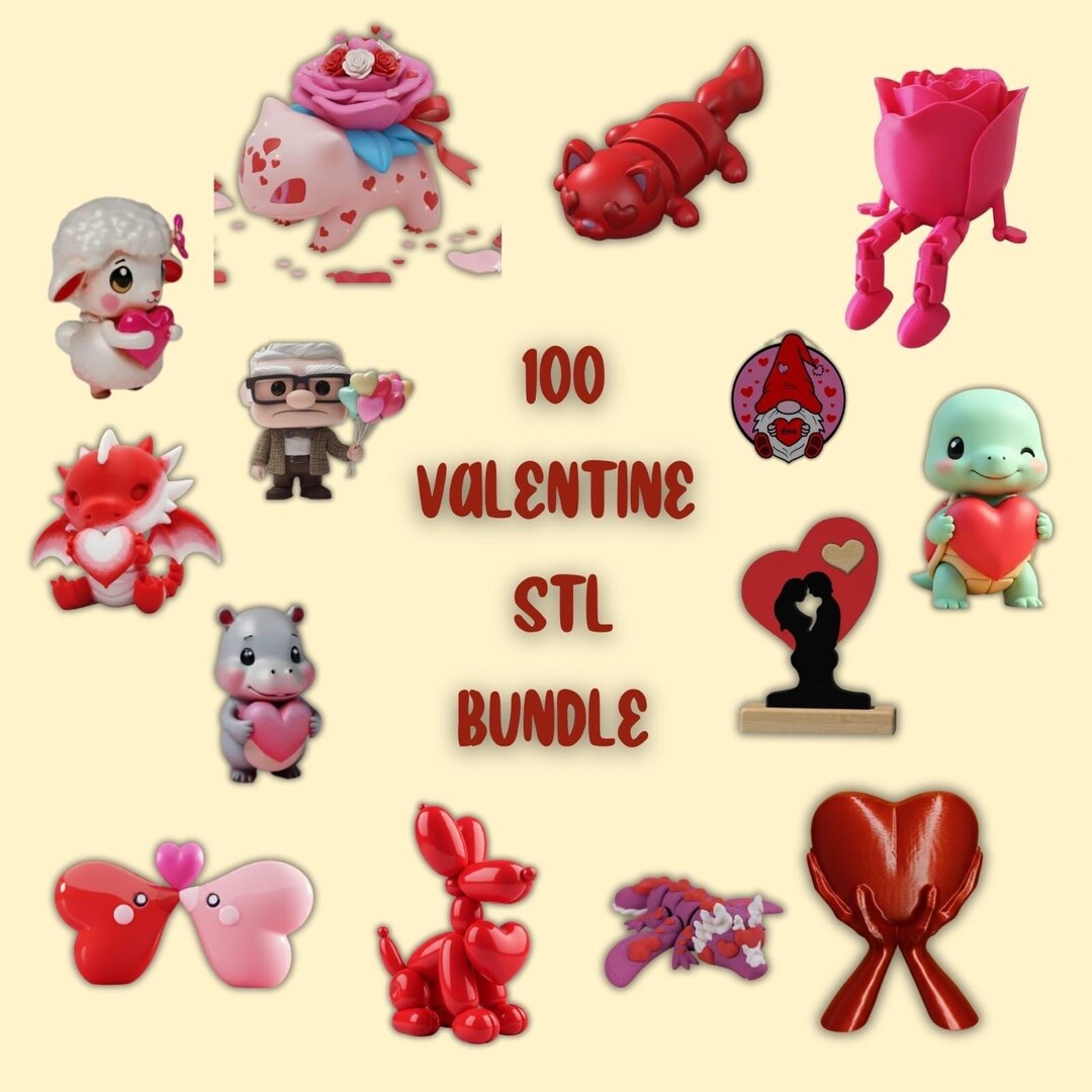 Valentine's STL Bundle 100+ Vday Gift 3D Printed STL 3D Hearts Love ...