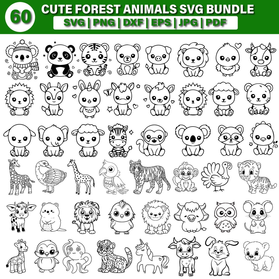60 Forest Animals Svg Bundle- Safari SVG- Woodland Animals Png- Digital ...