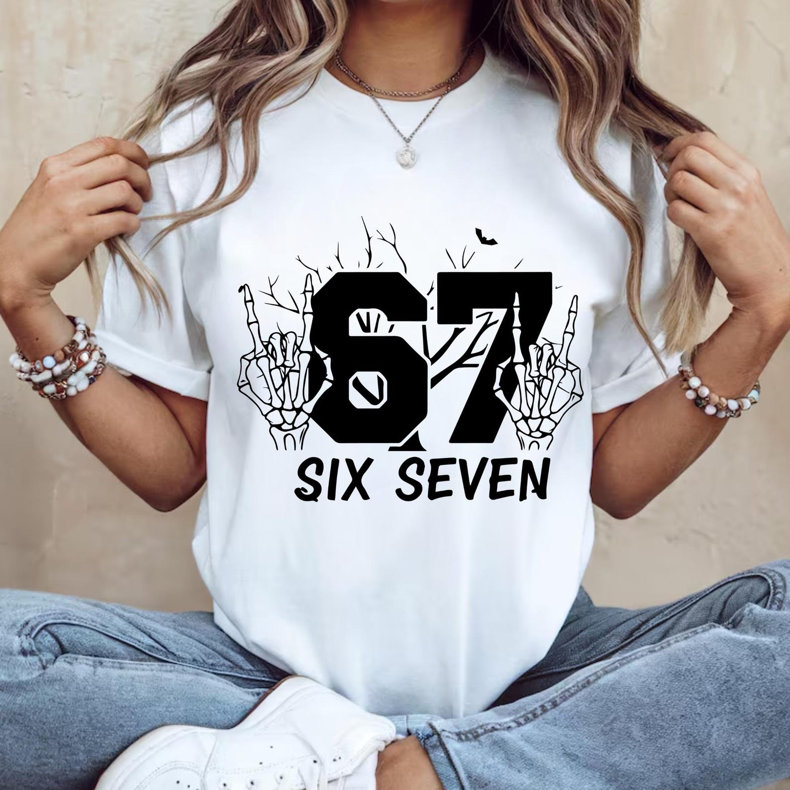 6 7 SVG PNG Bundle- Trendy 67 Skeleton Meme 2025- Funny Hands SVG ...