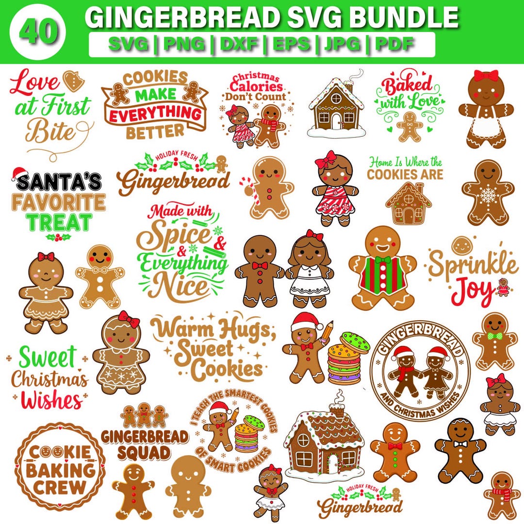 Gingerbread Svg Bundle- Holiday Baking Quotes- Santa's Favorite Treat ...
