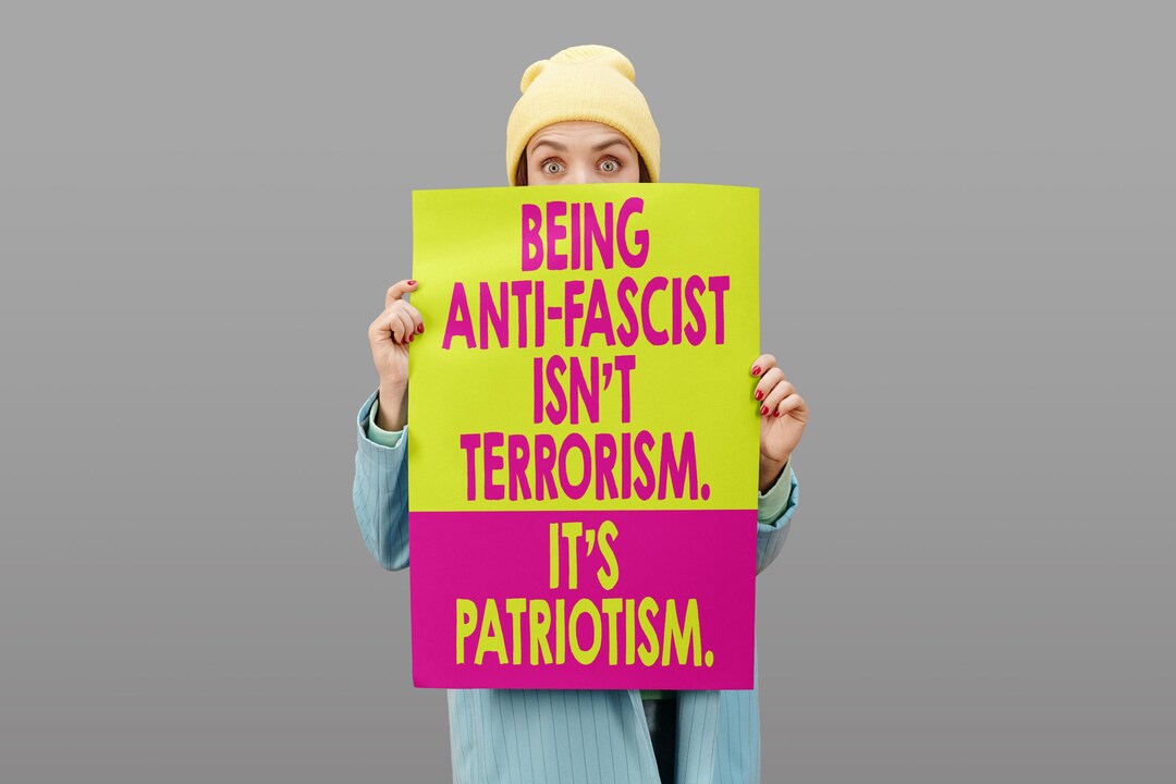 Antifa Protest Sign - Anti Fascist Isn't Terrorism Protest Poster ...