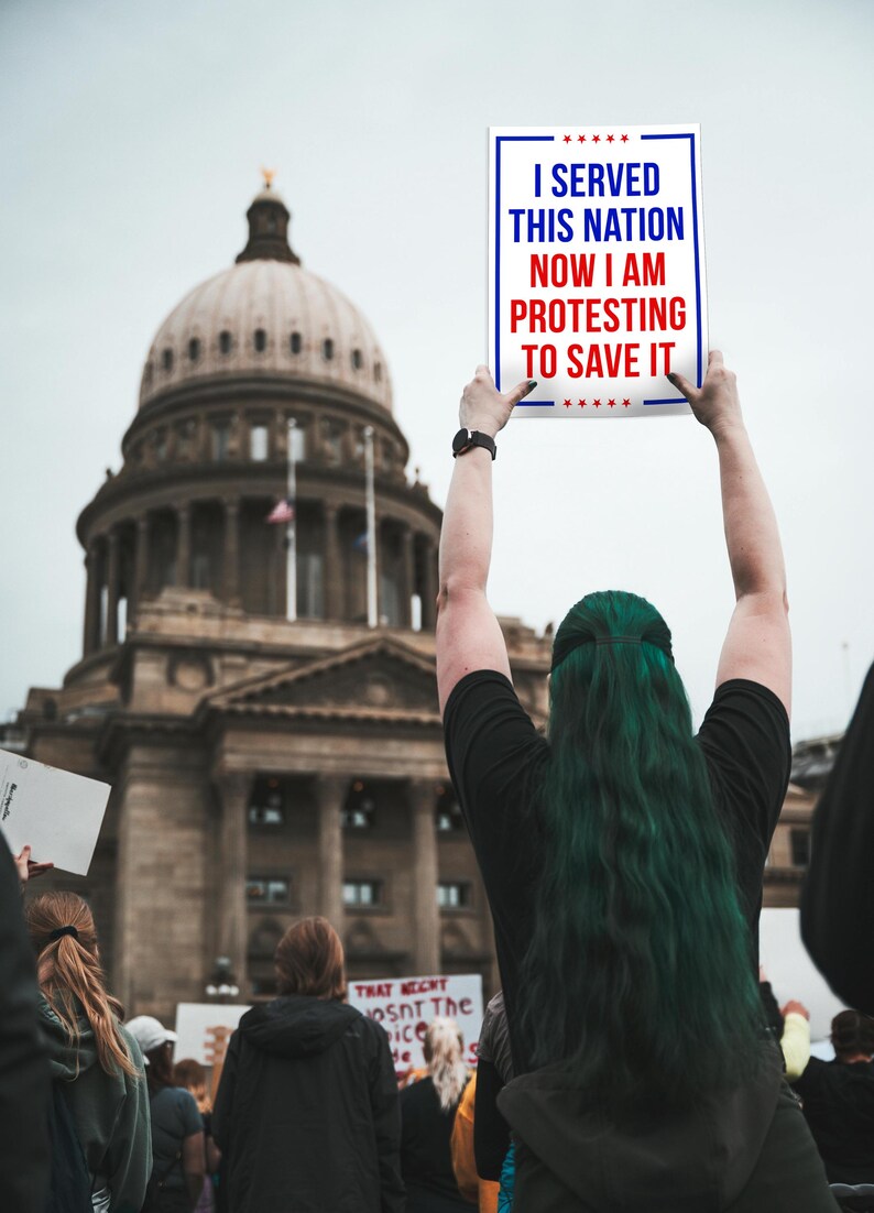 Veteran Protest Sign Printable, Veteran Against Trump Poster - I Served ...