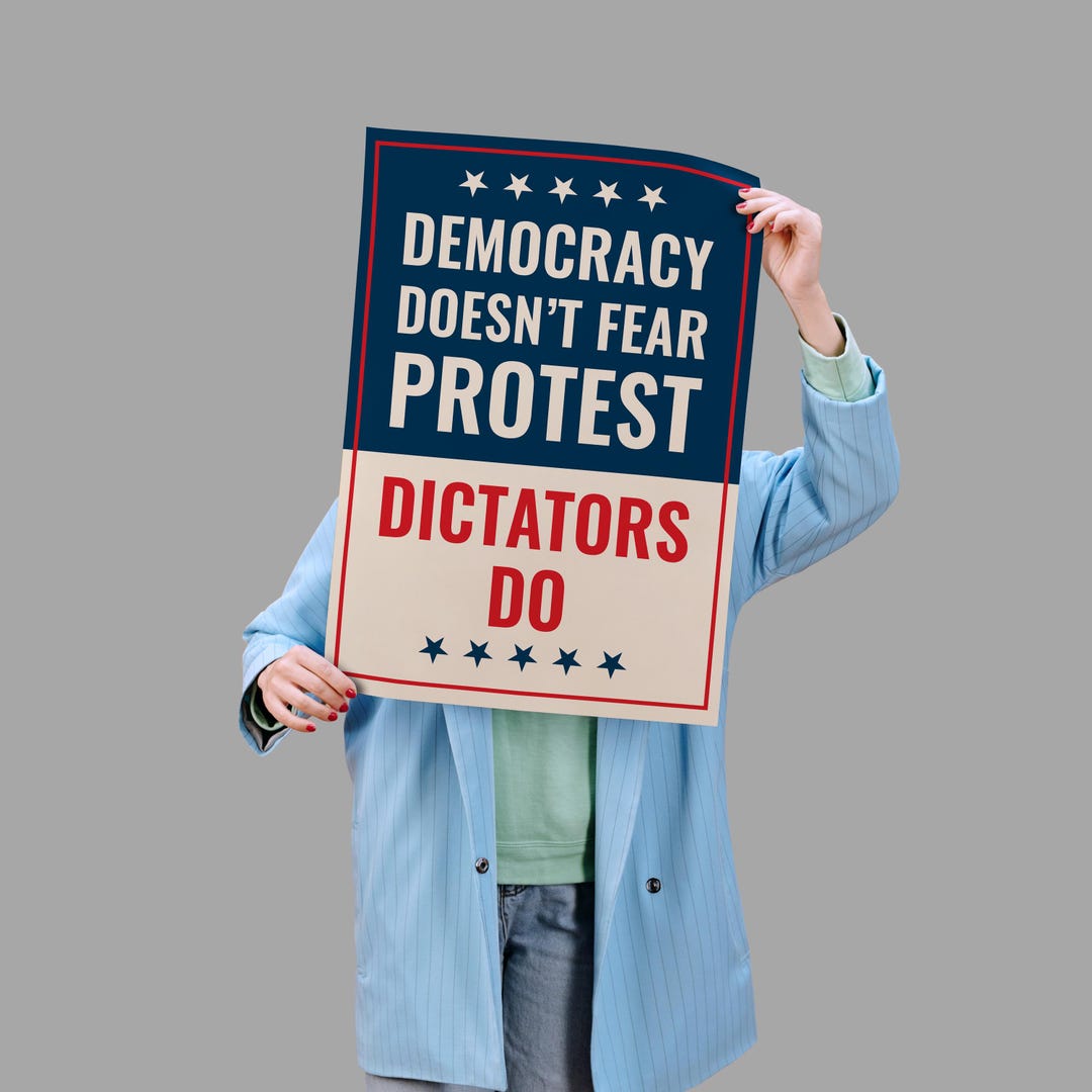 Democracy Doesn't Fear Protest Sign Digital Download - No Kings 2.0 ...