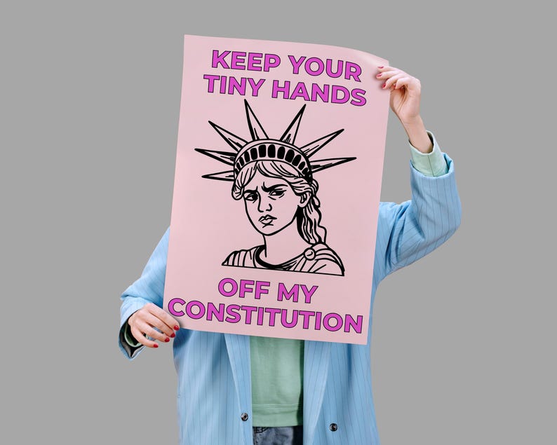 No Kings Liberty Resistance Protest Sign Printable, Angry Lady Liberty ...