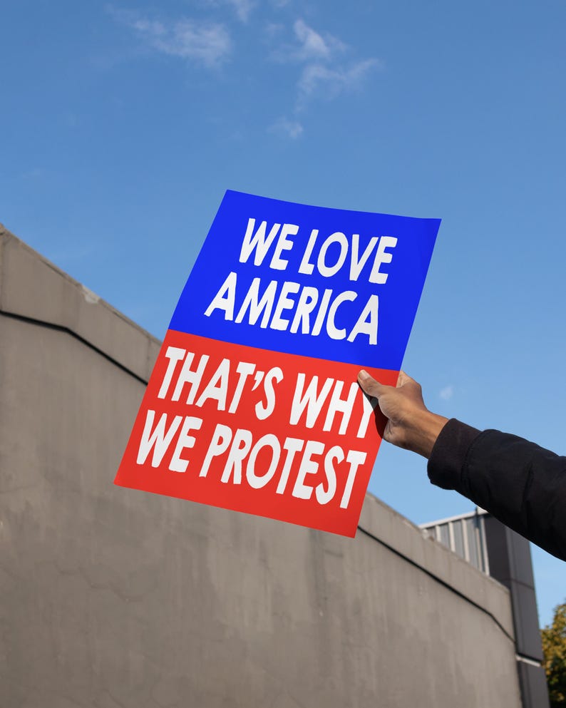 We Love America Anti Trump Protest Poster - Anti-fascist Protest Sign ...