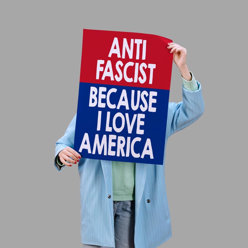 Antifa Protest Sign - Anti Fascist Protest Poster - No Kings Protest ...