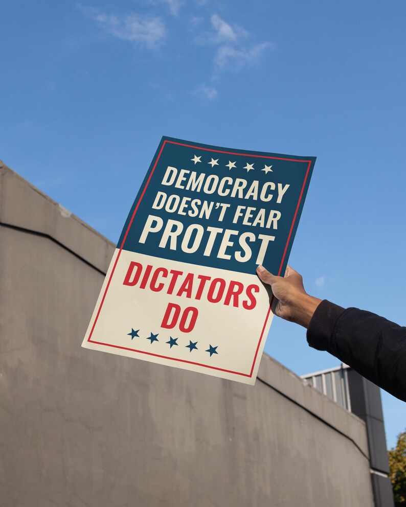 Democracy Doesn't Fear Protest Sign Digital Download - No Kings 2.0 ...
