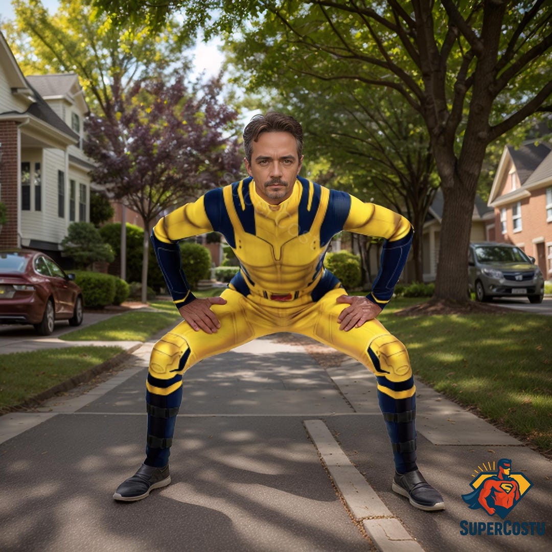 Yellow Blue Muscle Superhero Costume for Men – Full Bodysuit With Belt ...