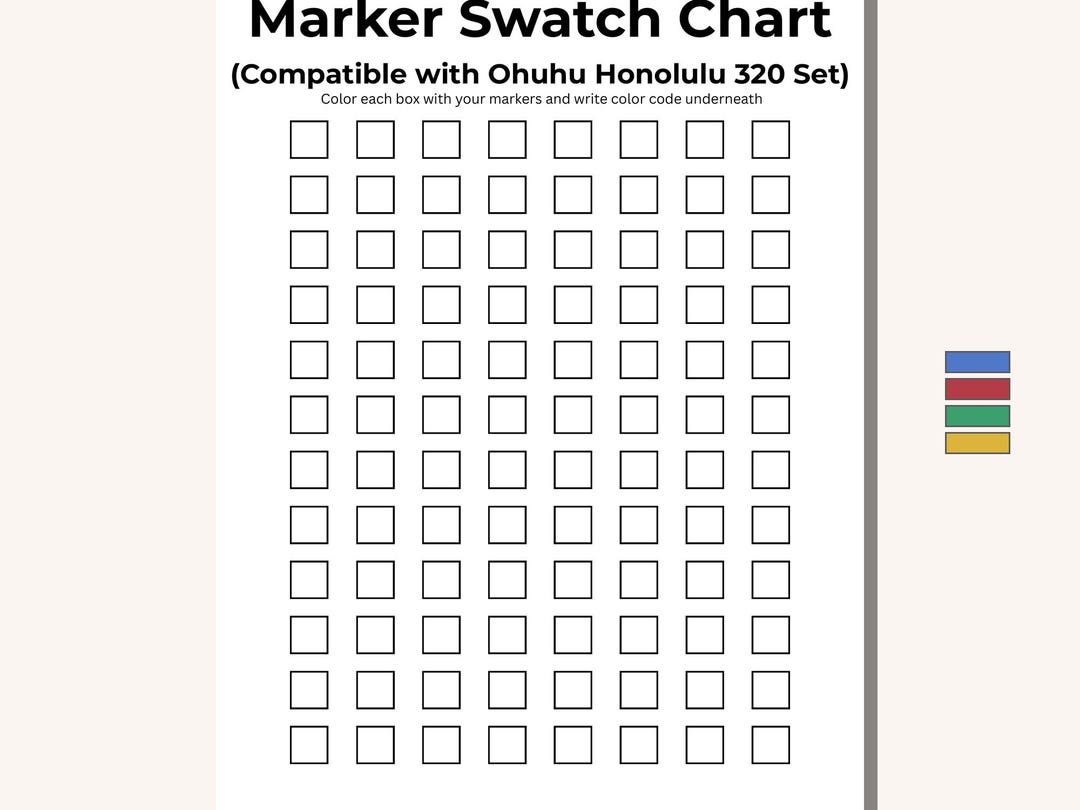 Alcohol Marker Swatch Chart – 320 Color Printable Palette, Artist Color ...