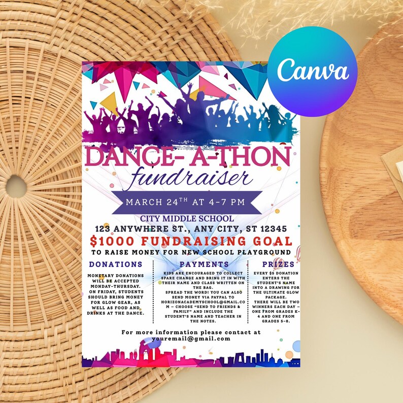 Editable Dance-a-thon Fundraiser Flyer, Printable School Pto Pta ...