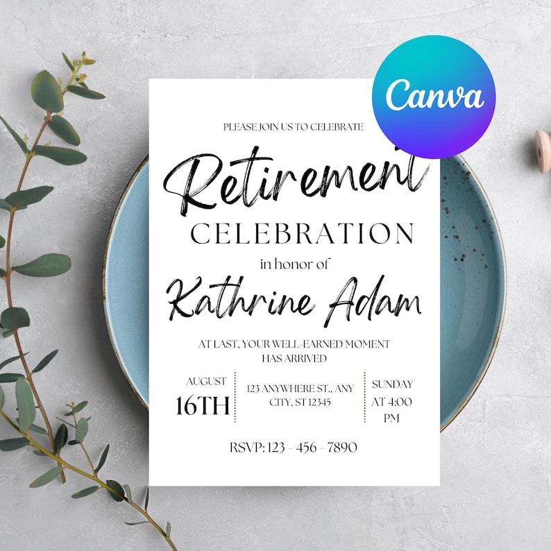 Editable Retirement Party Invitation Template, Printable Minimalist ...