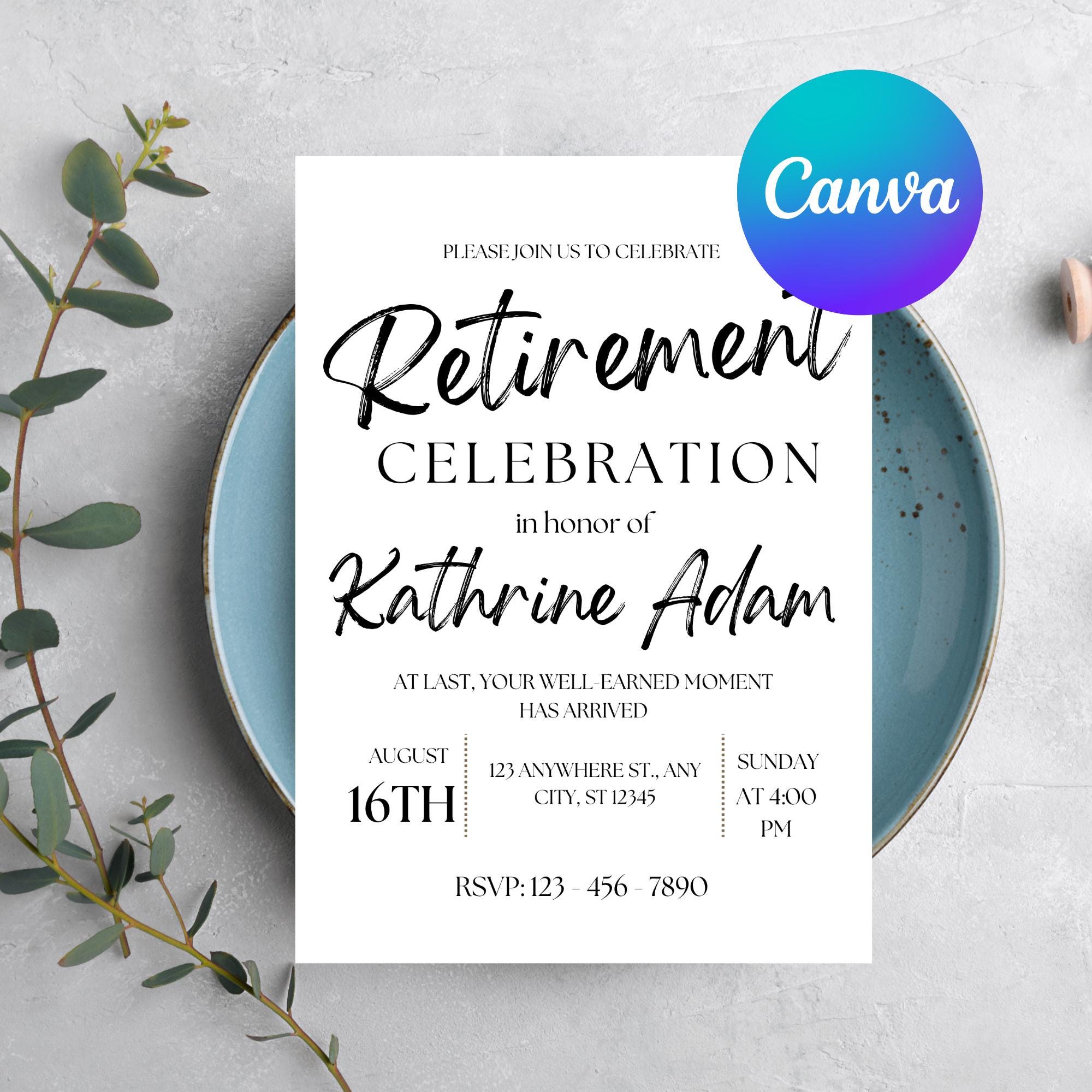 Editable Retirement Party Invitation Template, Printable Minimalist ...