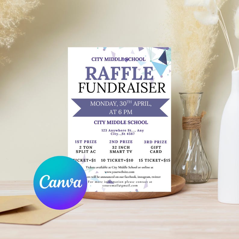Editable Raffle Fundraiser Templates Flyer, Raffle Ticket Fundraiser ...