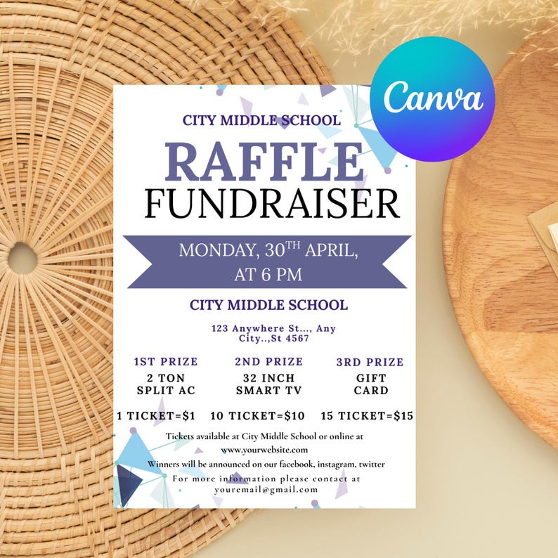 Editable Raffle Fundraiser Templates Flyer, Raffle Ticket Fundraiser ...