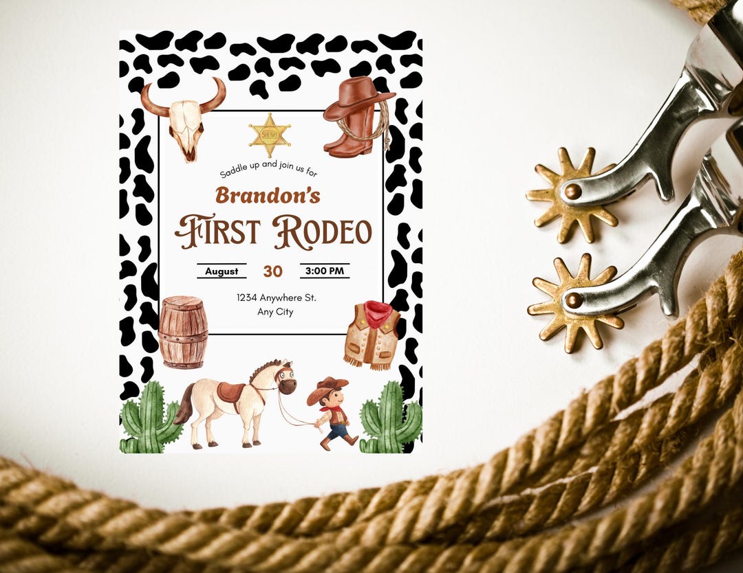 My First Rodeo Invitation Template: Editable Birthday Design (digital ...