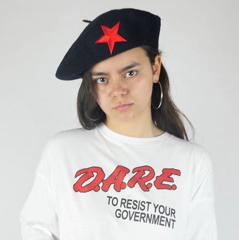 Black Beret Black Red Star Beret Beret Black for Women - Etsy