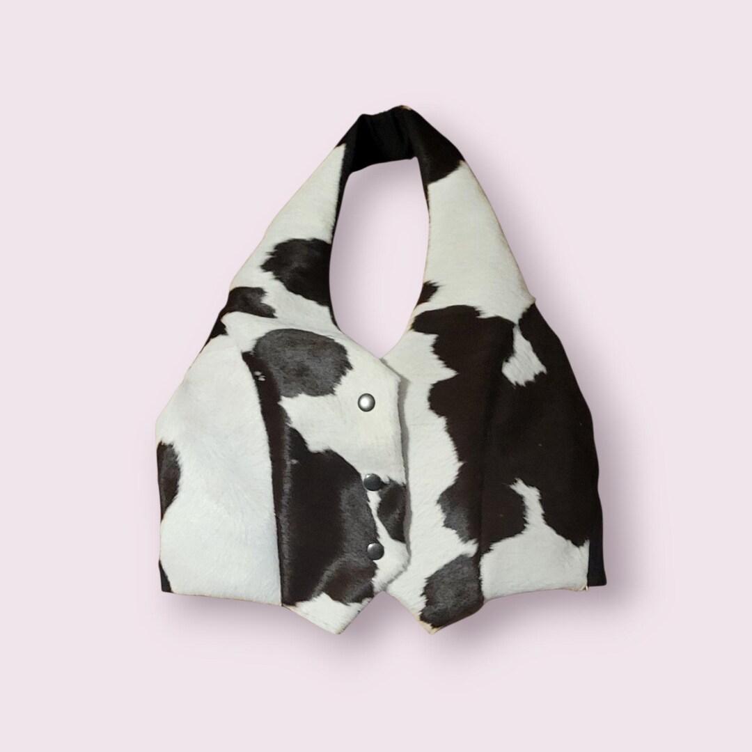 Faux Cow Print Halter Vest / Cow Print Vest / Cowgirl Vest / Western ...