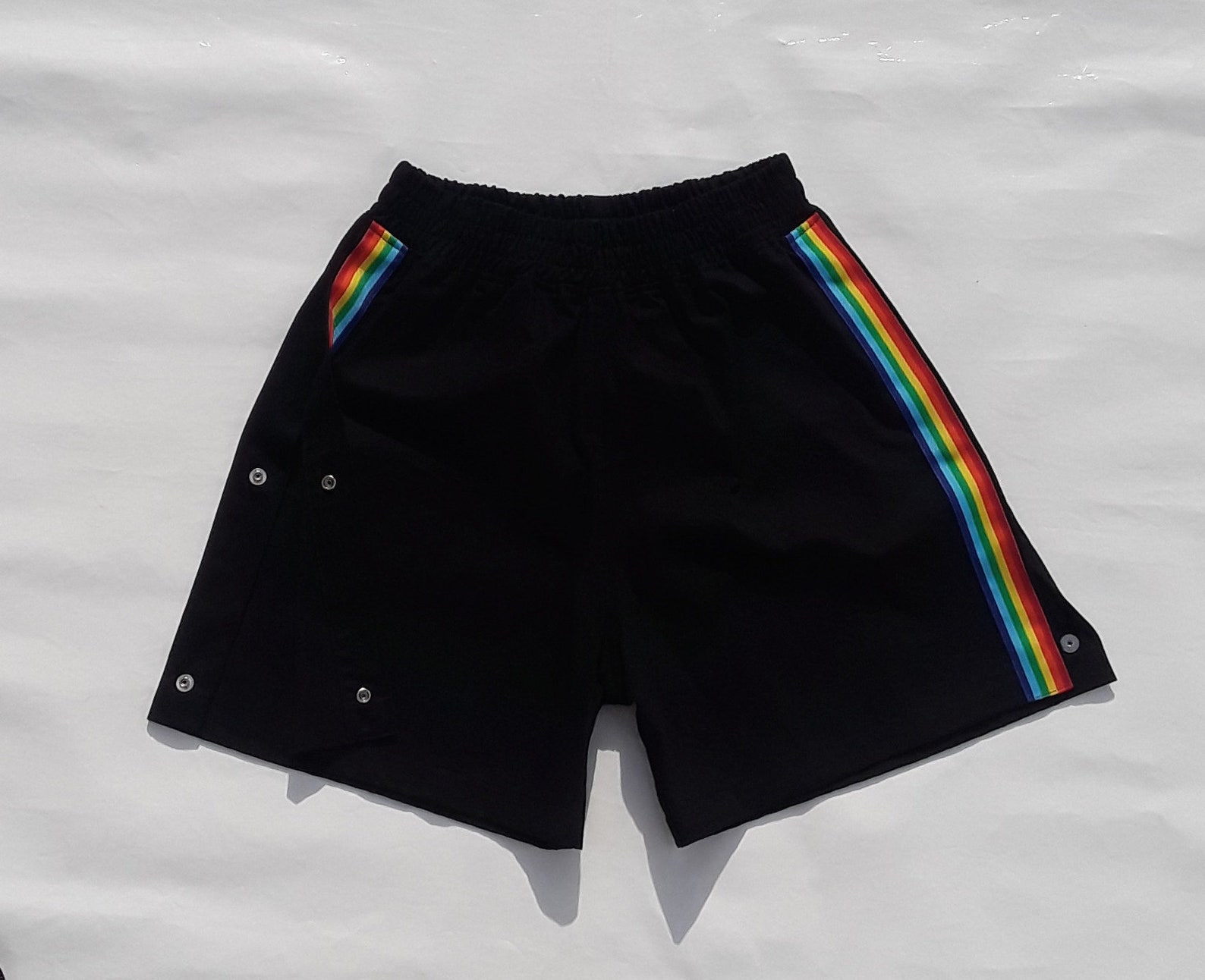 Rainbow Stripe Snap Shorts Rainbow Pride Shorts Black Snap - Etsy