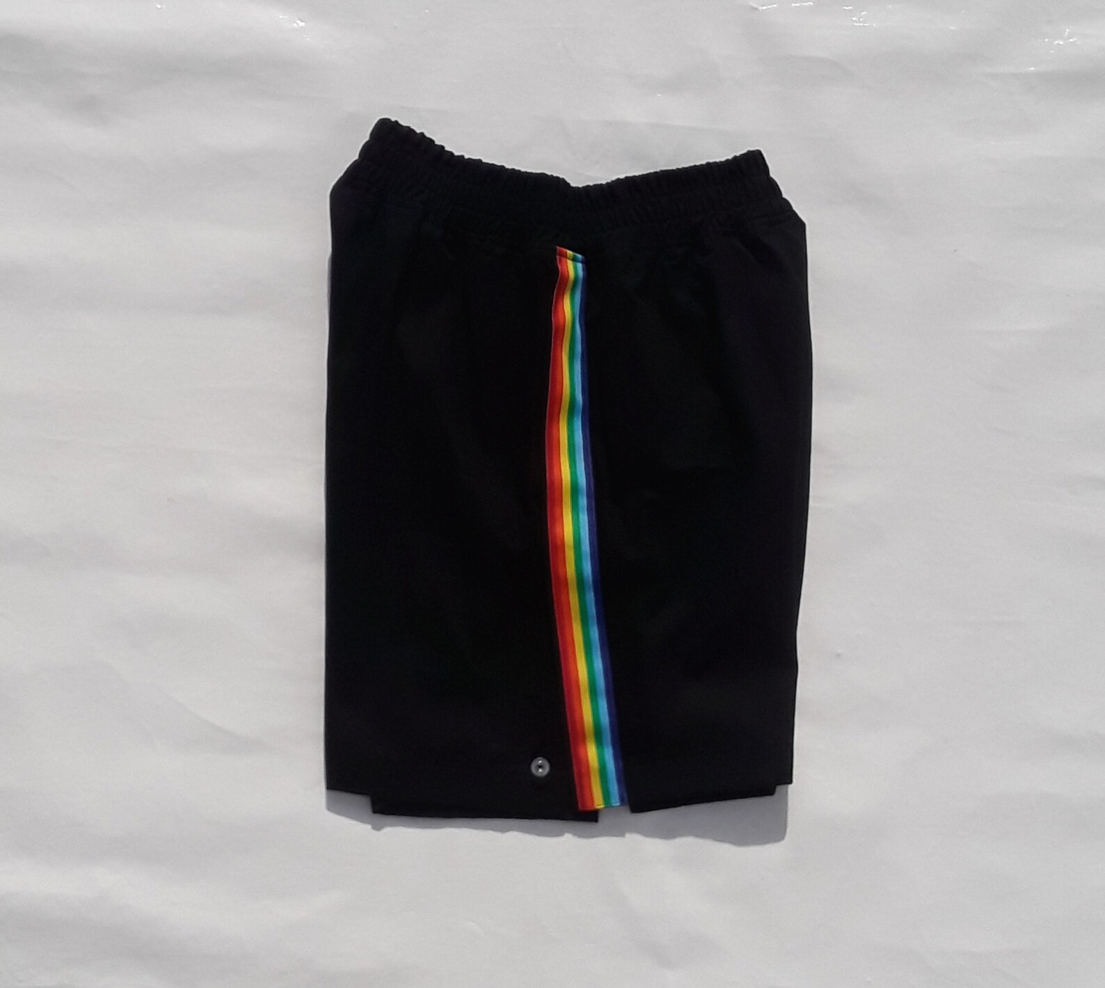 Rainbow Stripe Snap Shorts Rainbow Pride Shorts Black Snap - Etsy