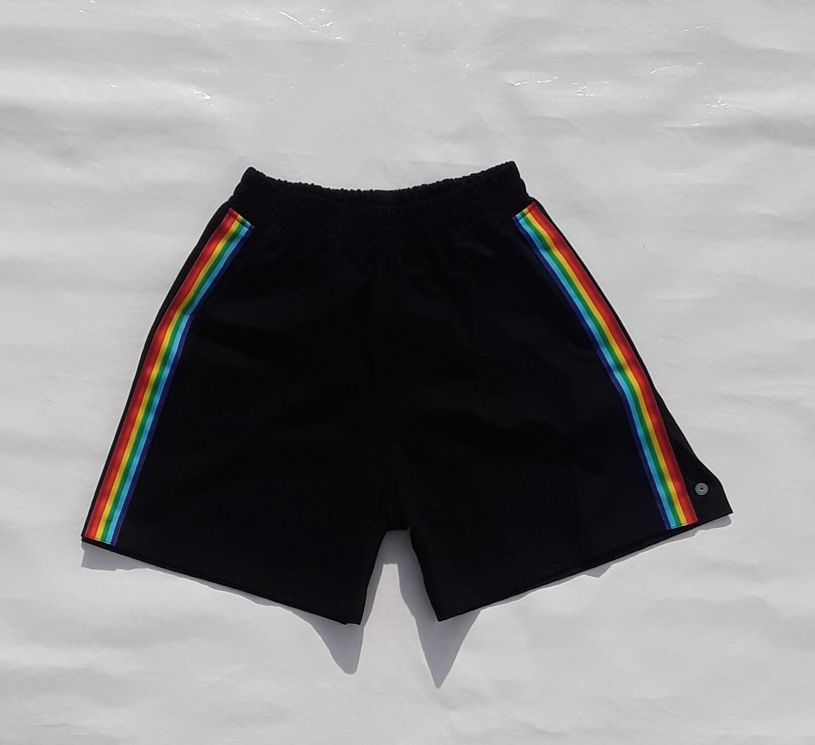 Rainbow Stripe Snap Shorts Rainbow Pride Shorts Black Snap - Etsy