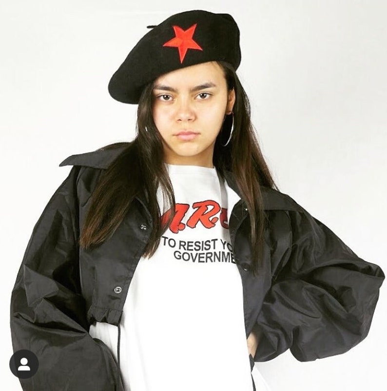 Black Beret Black Red Star Beret Beret Black for Women - Etsy