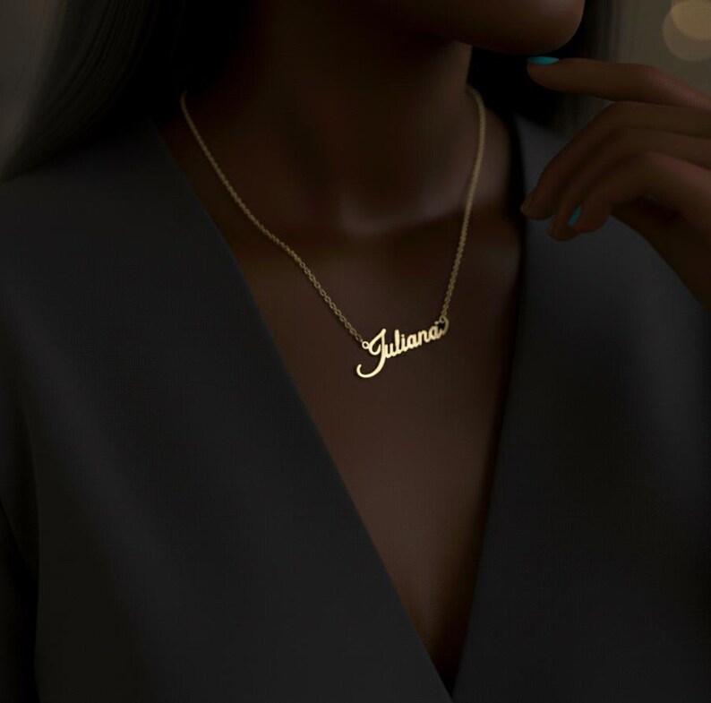 Personalized Cursive Name Necklace • 18K Gold Plated Charm - Etsy