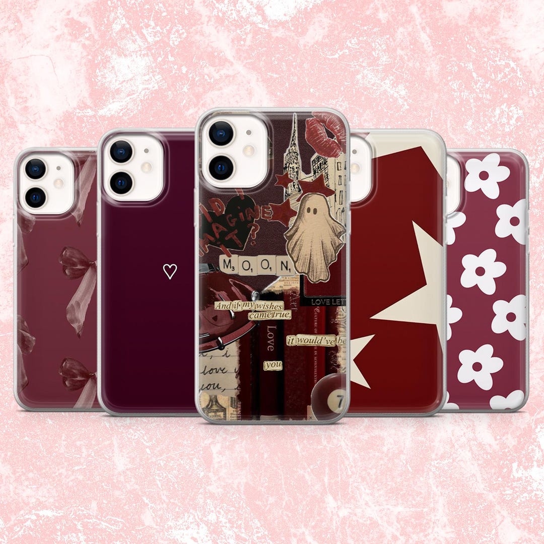 Burgundy Phone Case Dark Red Crimson Cover for iPhone 16, 15, 14, 13 ...