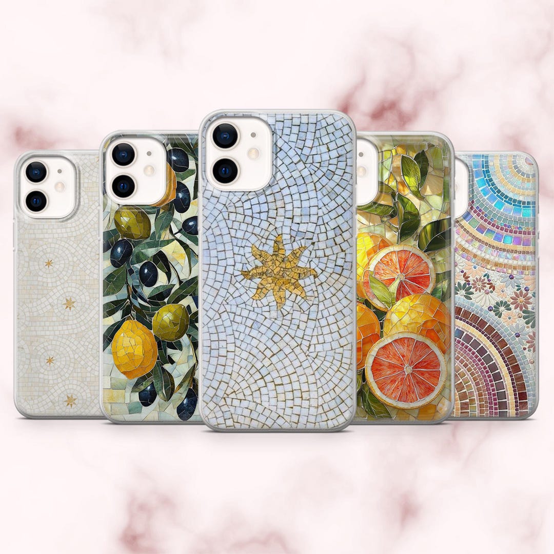 Mosaic Phone Case Tile Art Byzantine Tiles Cover for iPhone 16, 15, 14 ...