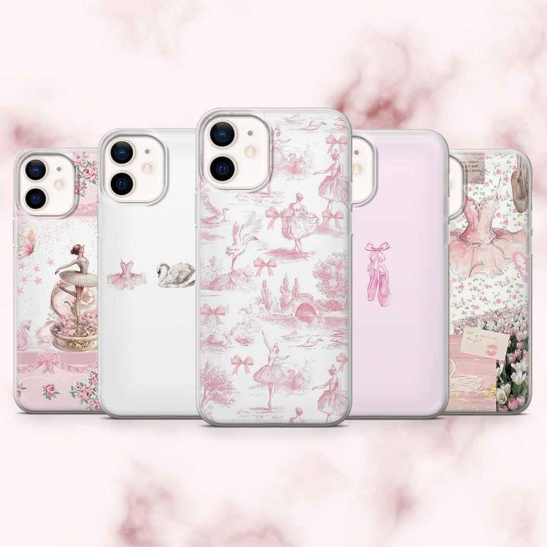 Ballet Phone Case Ballerina Pink Bow Cover for iPhone 16, 15, 14, 13 ...
