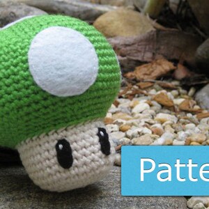 Crochet Mario 1-up Mushroom Pattern PDF, Amigurumi Crochet Mushroom ...