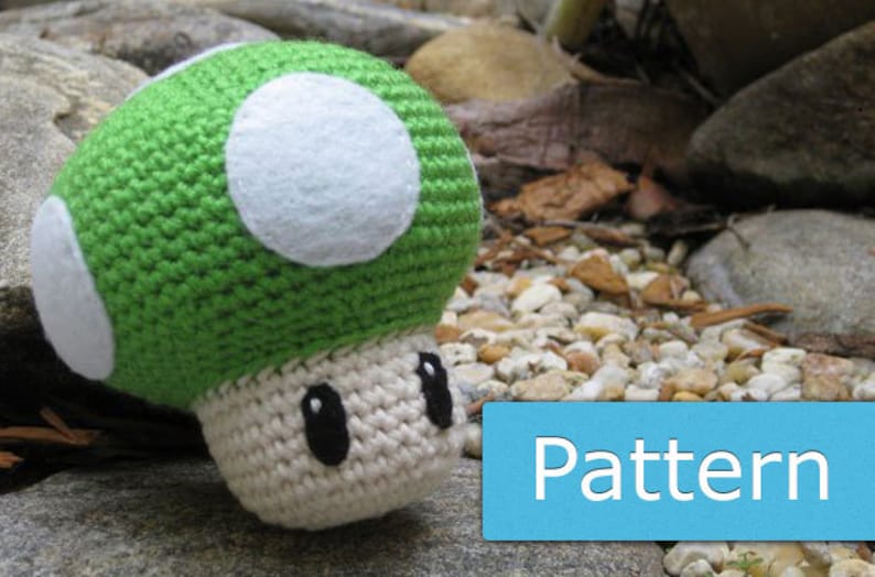 Crochet Mario 1-up Mushroom Pattern PDF, Amigurumi Crochet Mushroom ...