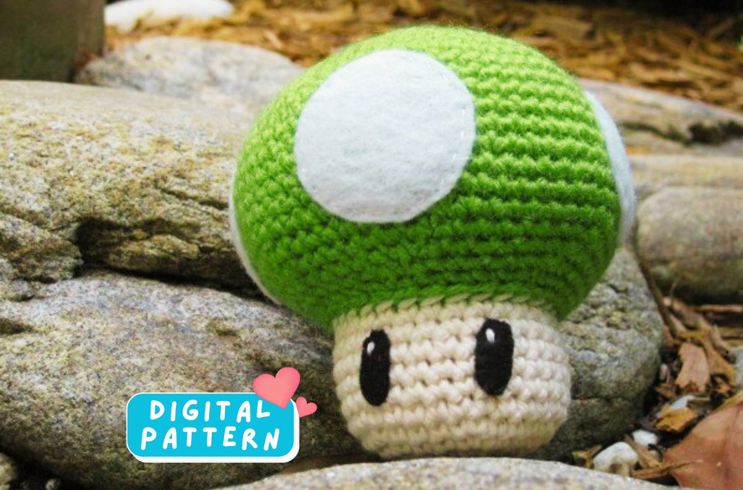 Crochet Mario 1-up Mushroom Pattern PDF, Amigurumi Crochet Mushroom ...