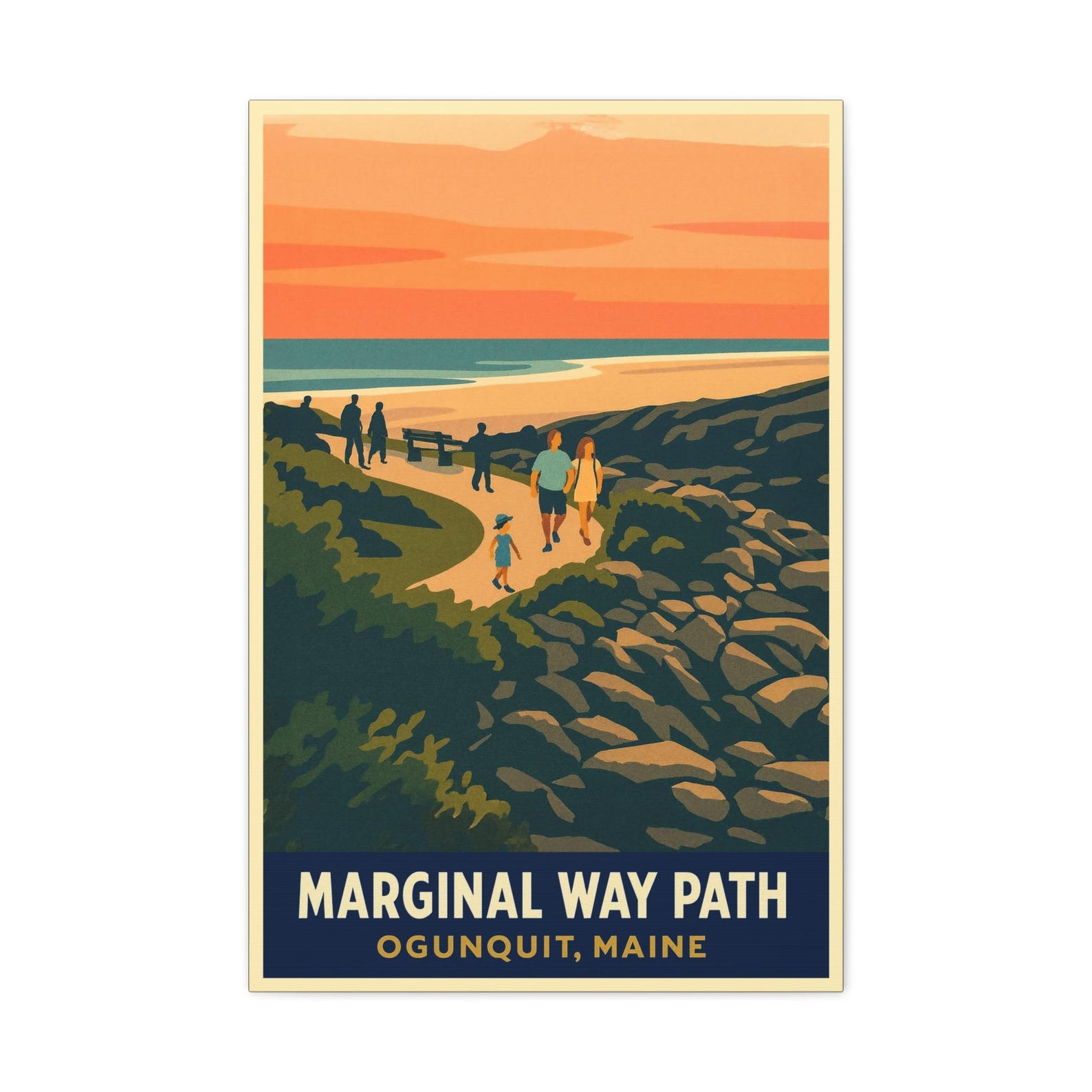 Marginal Way Path - Ogunquit Maine Wall Art | Retro Travel Poster ...