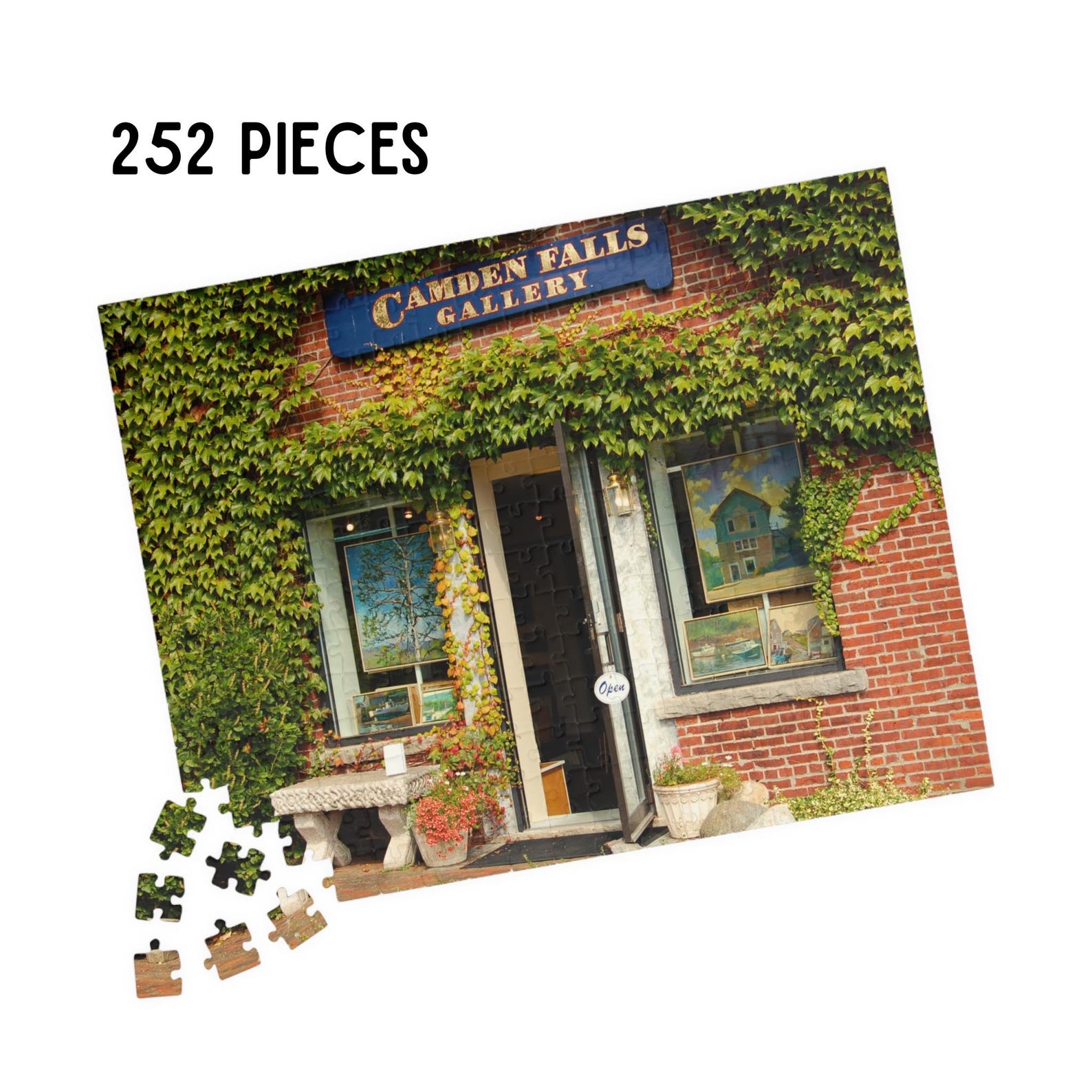 Camden Falls Gallery Puzzle, Maine Art Jigsaw Puzzle, Coastal Brick ...