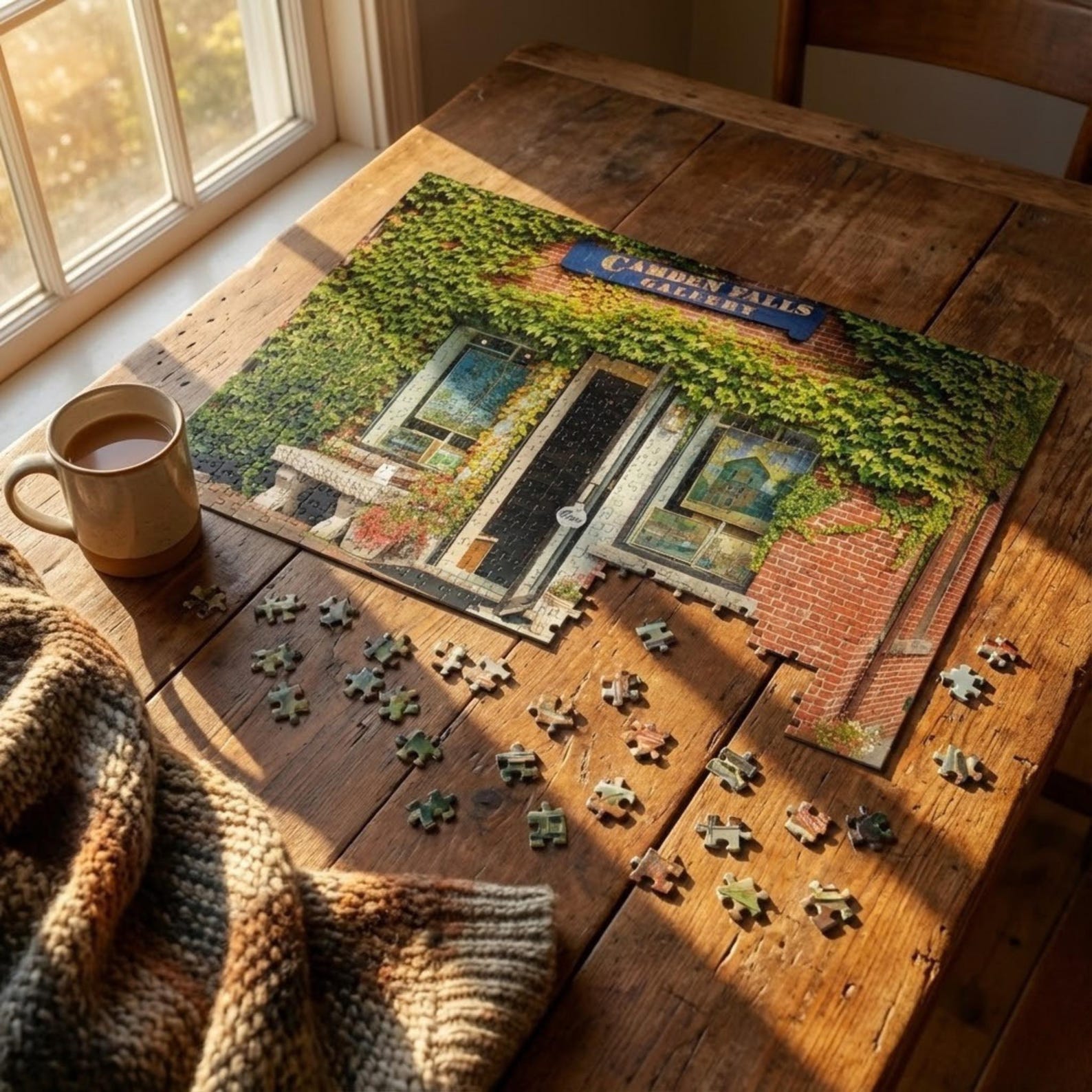 Camden Falls Gallery Puzzle, Maine Art Jigsaw Puzzle, Coastal Brick ...