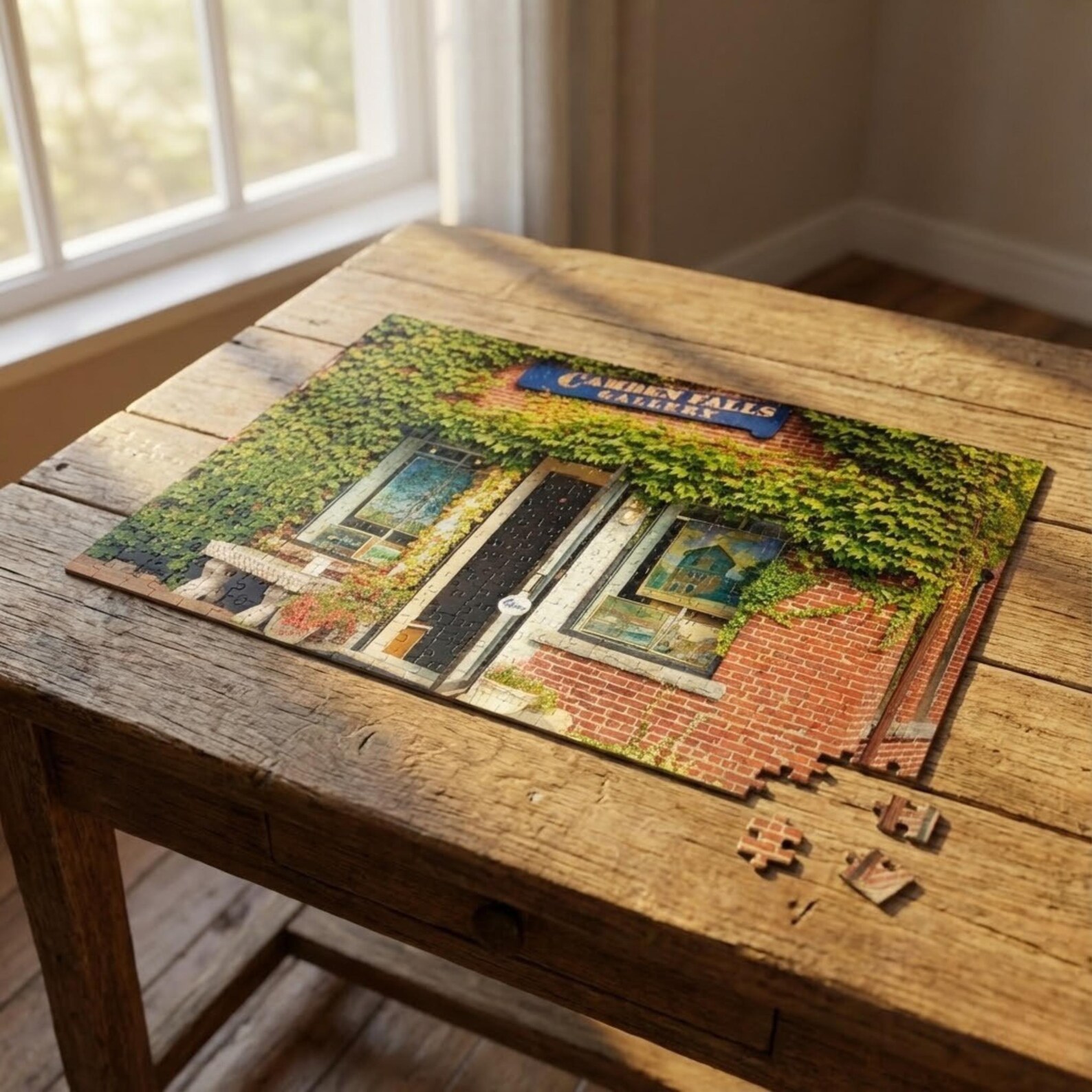 Camden Falls Gallery Puzzle, Maine Art Jigsaw Puzzle, Coastal Brick ...