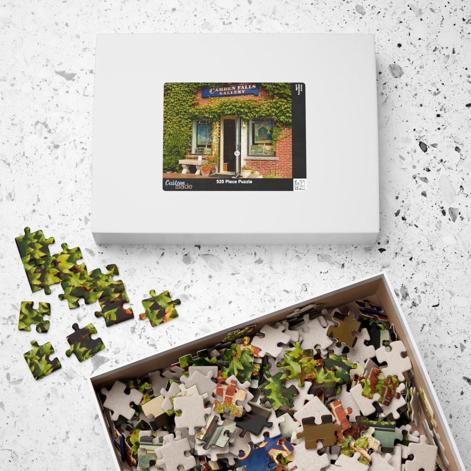 Camden Falls Gallery Puzzle, Maine Art Jigsaw Puzzle, Coastal Brick ...
